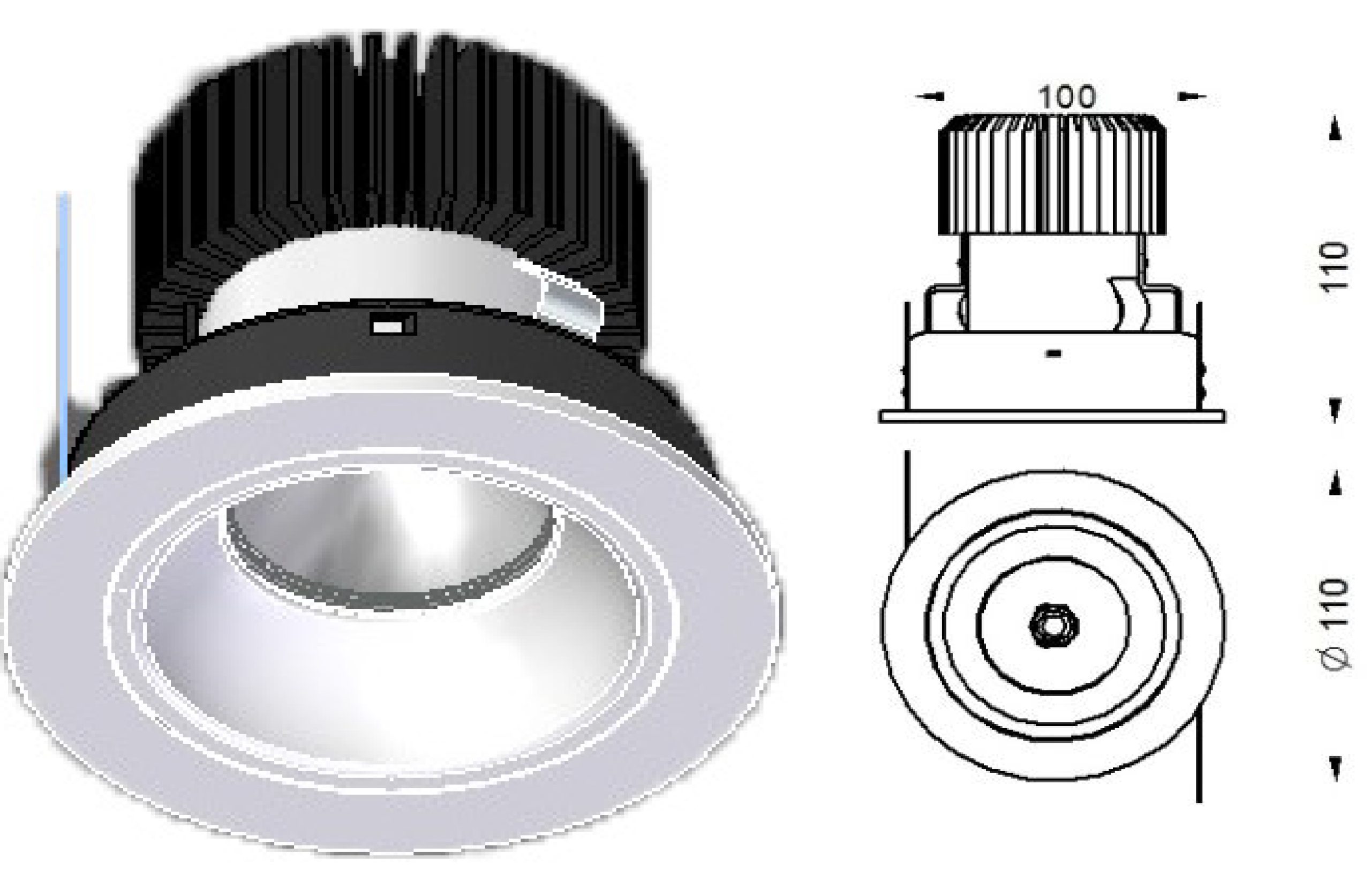 CEILING RECESSED FIXED LUNIA MINI DEEP LED 8W 4000K 36 D PHASE DIM ...