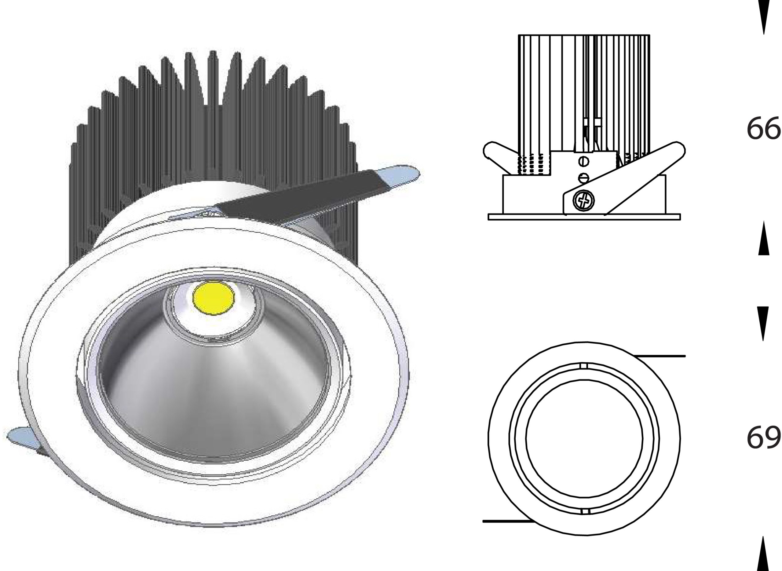 CEILING RECESSED DIRECTIONAL EYELID MICRO LED 8W 3000 10 D WHITE IP 20 ...