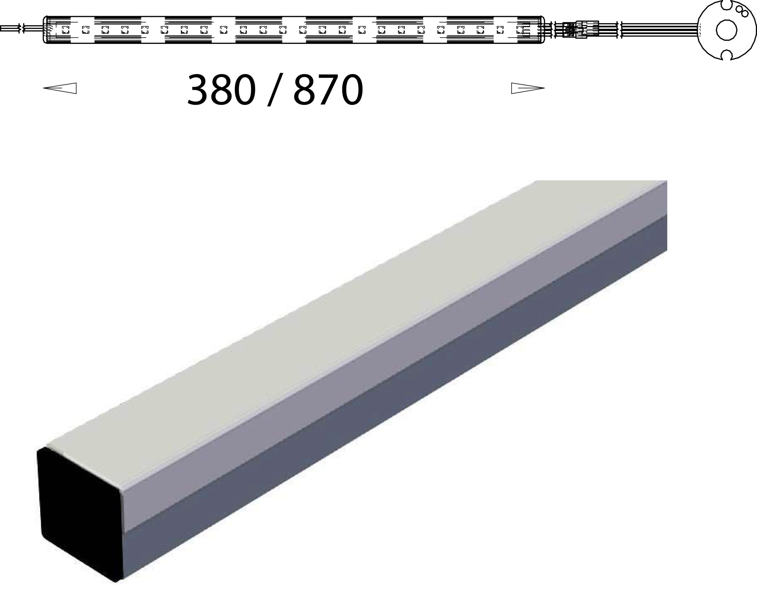SURFACE MOUNT U-LIGHT WIDE 20X20 1000MM LED 15W 24V DC 3000K SILVER ...