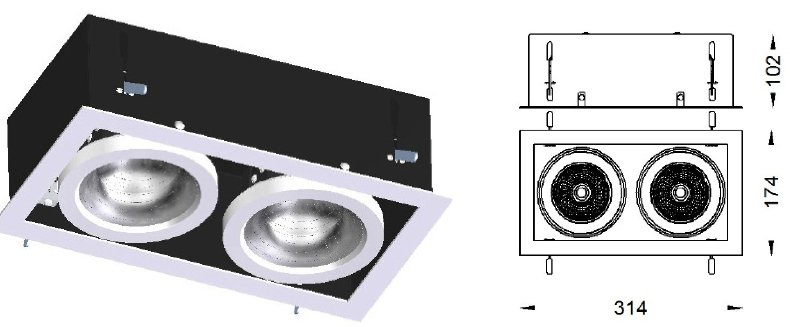 Recessed Directional Spots Gimble Duo Maxx Input Wattage 30W Input ...